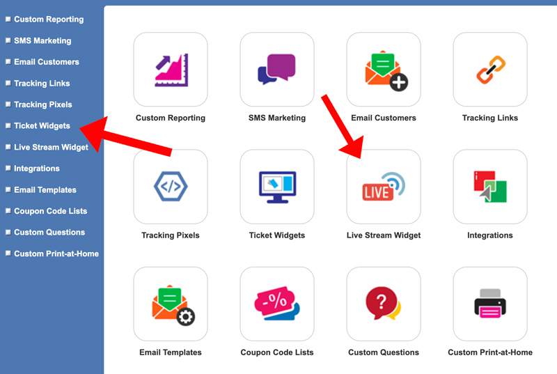 Generating a live stream embed code using a widget – Purplepass
