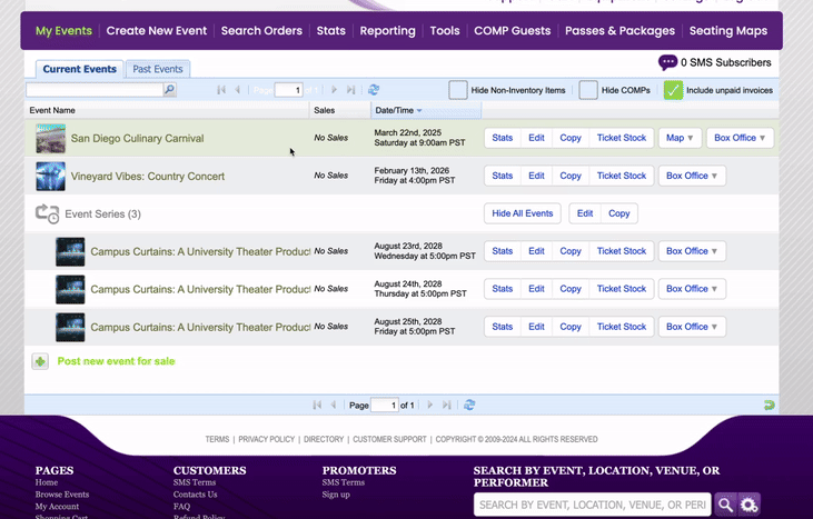 Viewing current and past passes created – Purplepass